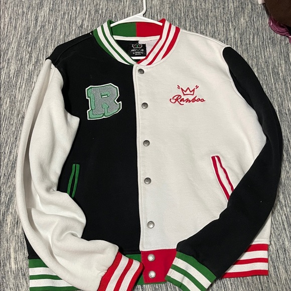 Jackets & Coats | Ranboo Black And White Varsity Jacket With Red And ...